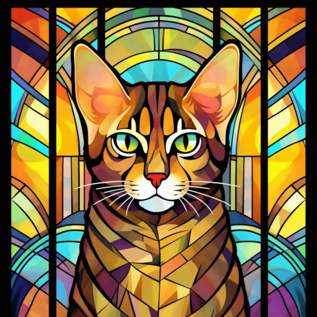 Bengal Cat Stained Glass Window Cling - Etsy
