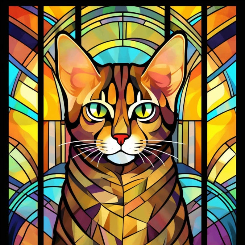 Bengal Cat Stained Glass Window Cling - Etsy