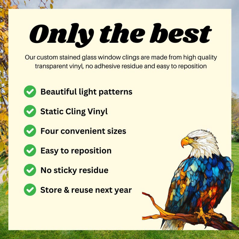 Bald Eagle Window Cling Sticker Decal Window Film Gift for Bird Lovers ...