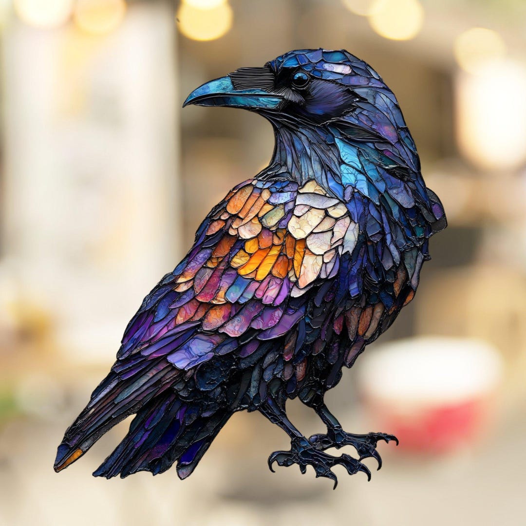 Common Raven Window Cling Sticker Decal Window Film Gift for Bird ...
