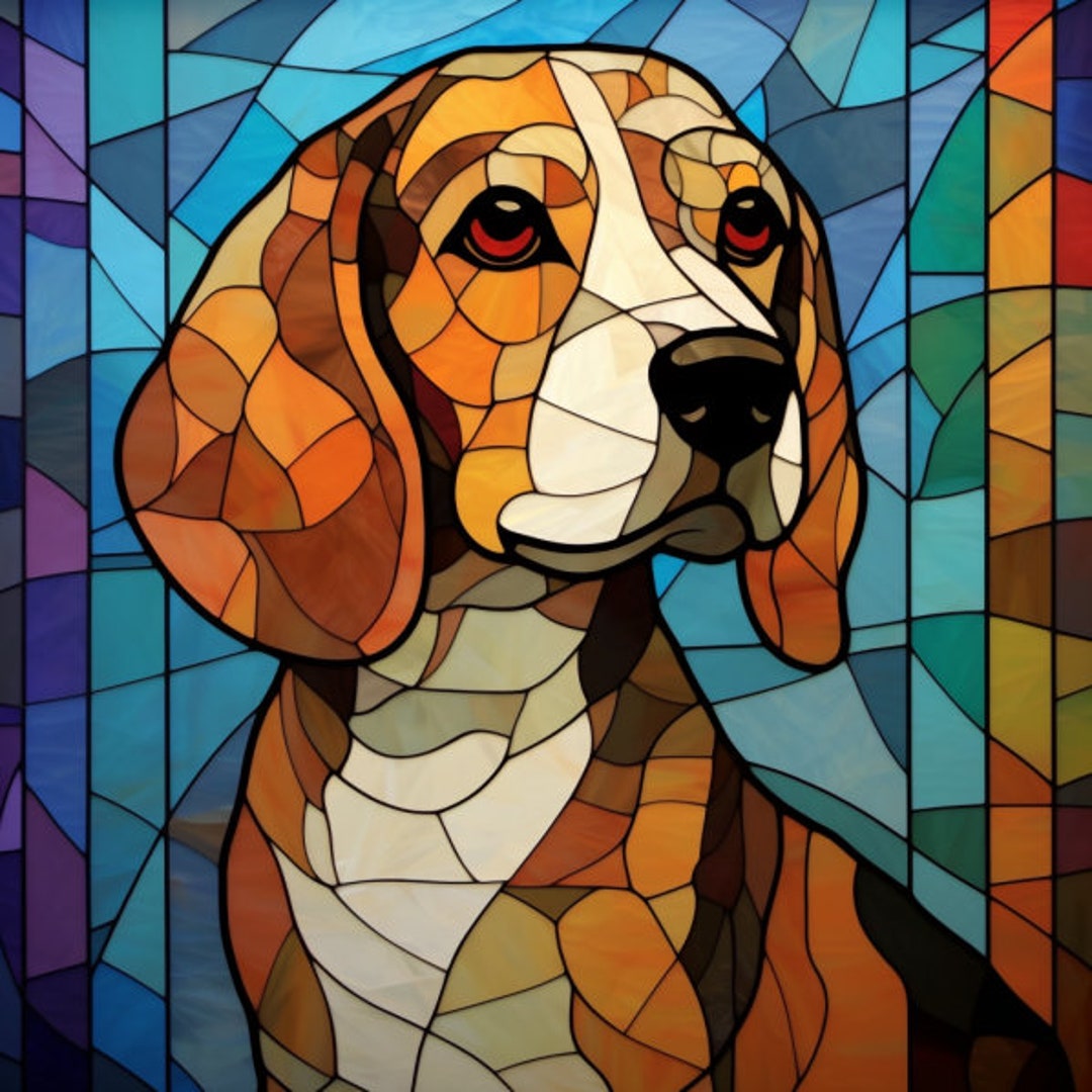 Beagle Stained Glass Window Cling Beagle Lover - Etsy