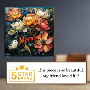 Mema Gift Floral Ceramic Art Tile Personalized Grandma Gift Grandmother ...