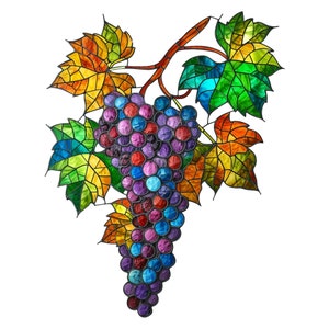 Grapes on the Vine Stained Glass Window Cling Beautiful Flower Window ...