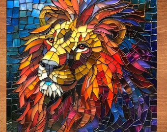 Elephant Stained Glass Look Art on Glossy Ceramic Decorative Tile ...