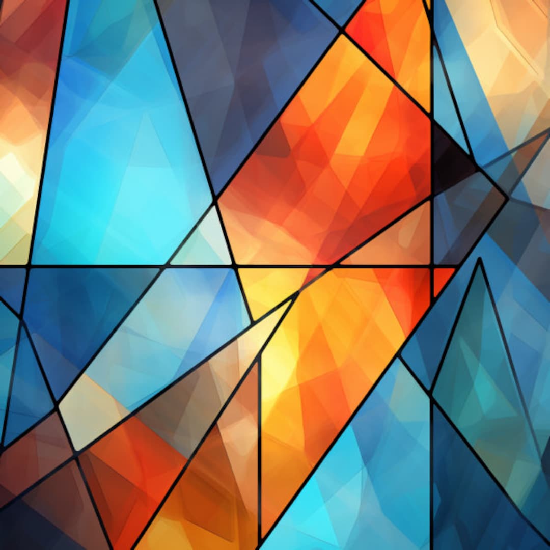 Modern Triangles Stained Glass Window Modern Triangles Window Film ...