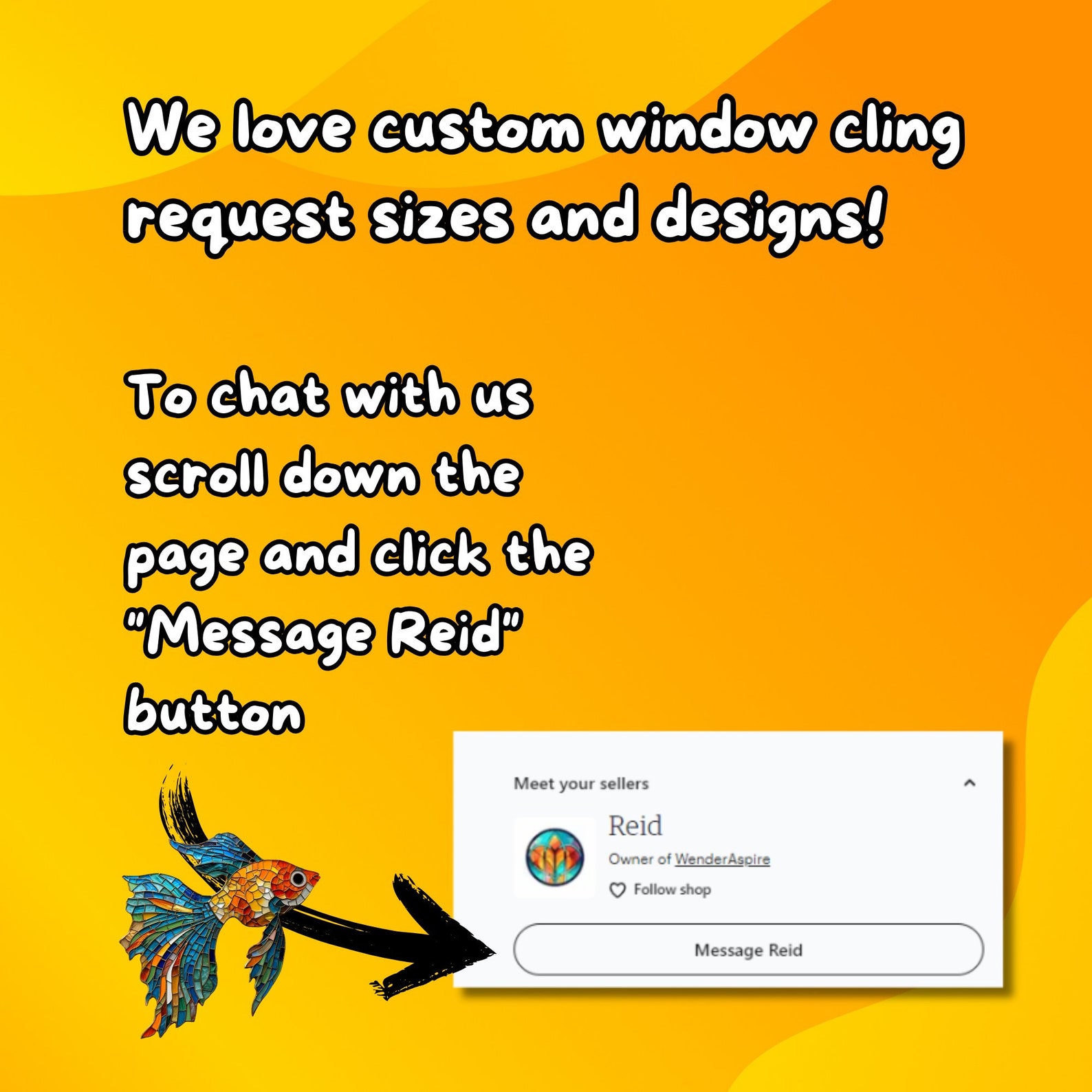 Guppy Stained Glass Window Cling Window Sticker Decal No Adhesive ...