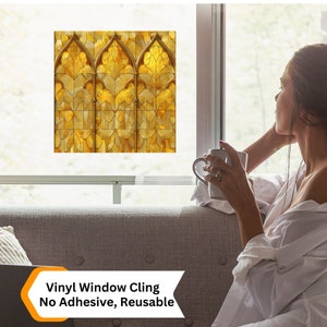 Mimosa Sunshine Stained Glass Window Cling Gothic Decor Sticker Decal ...