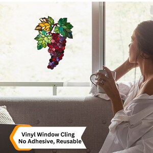 Grapes on the Vine Stained Glass Window Cling Beautiful Flower Window ...