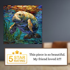 Manatee Stained Glass Look Art on Glossy Ceramic Tile Tileful Artful ...