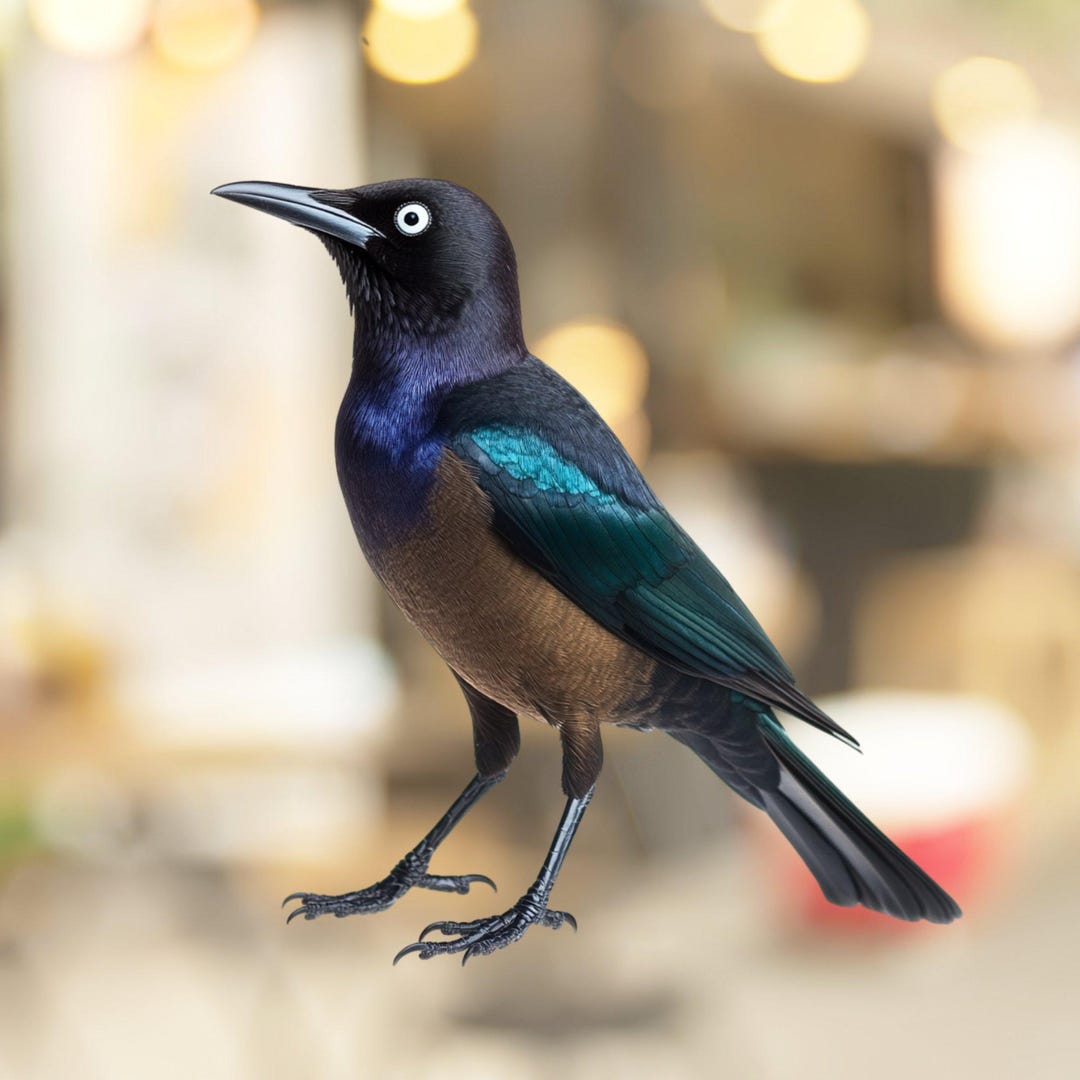Common Grackle Window Cling Sticker Decal Window Film Gift for Bird ...