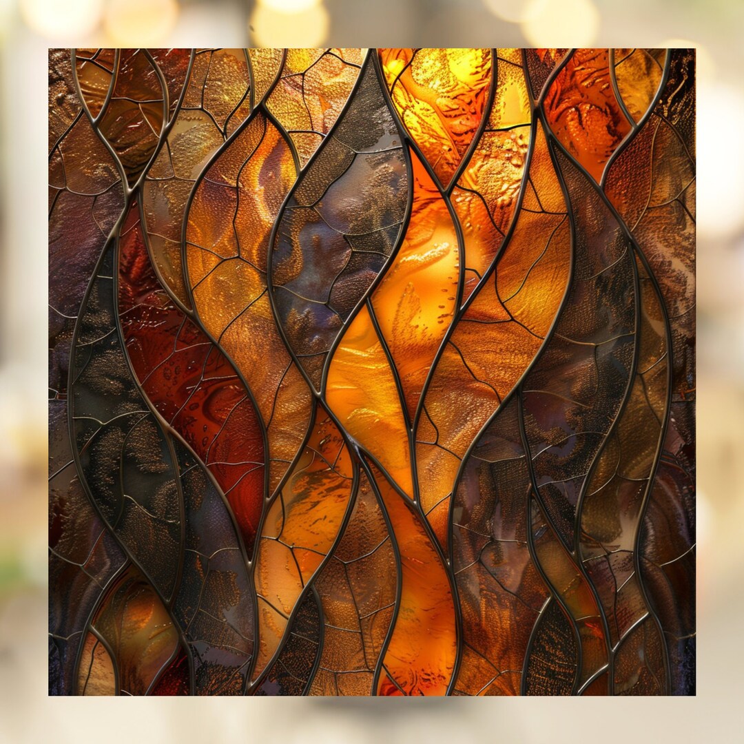 Copper Ember Stained Glass Window Cling Gothic Decor Sticker Decal ...