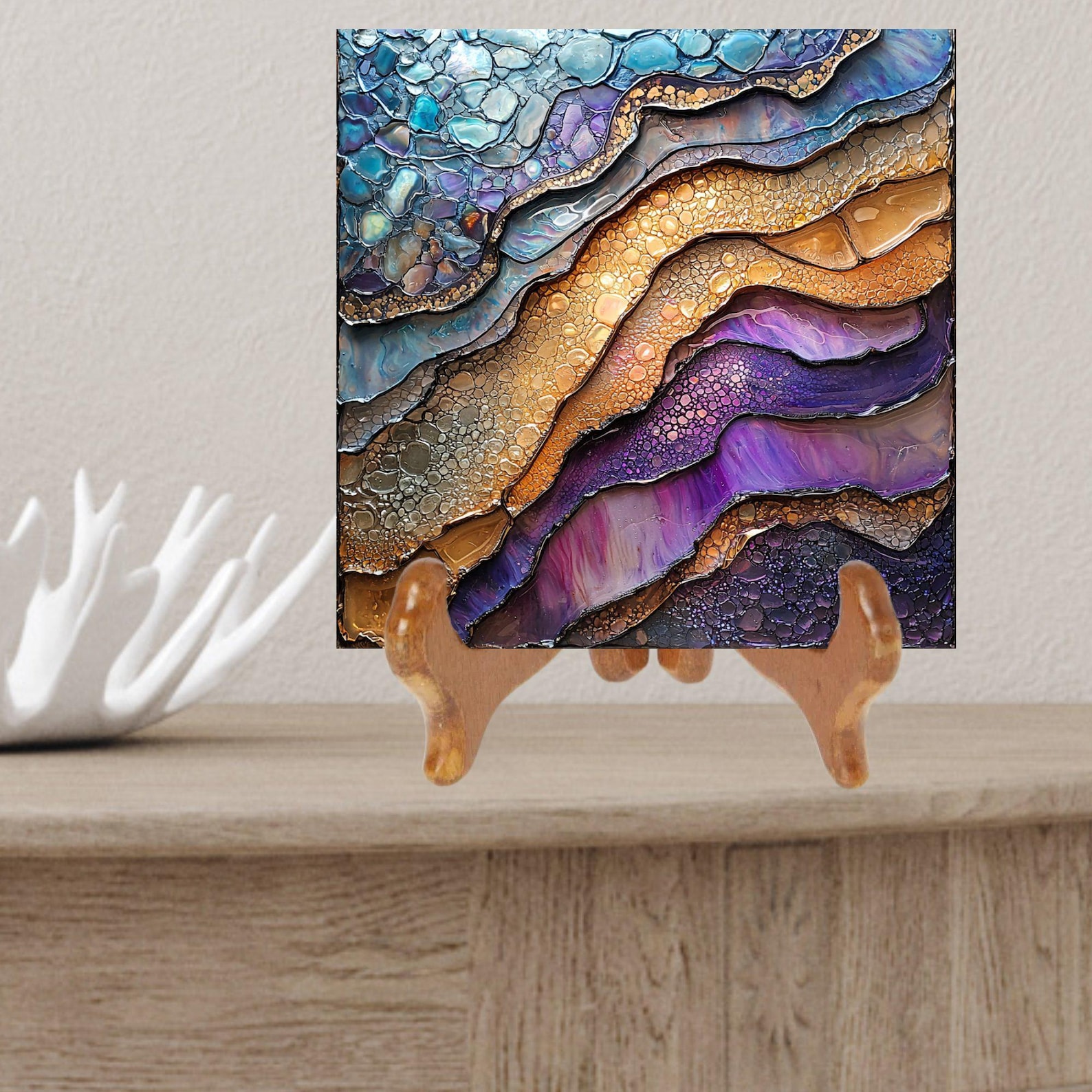 Abalone Stone Ceramic Art Tile Decor for Kitchen Bedroom Bookshelf Book ...