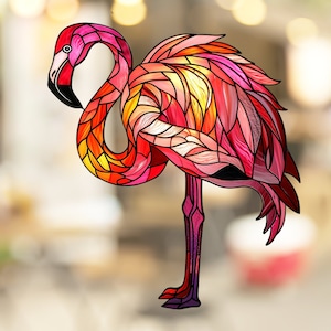 Flamingo Stained Glass Window Cling Decal Sticker Vinyl Window Film ...