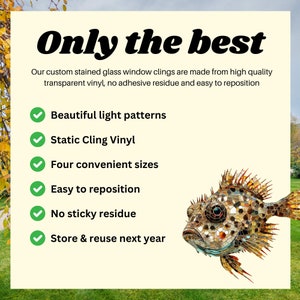 Pufferfish Stained Glass Window Cling Window Sticker Decal - No ...