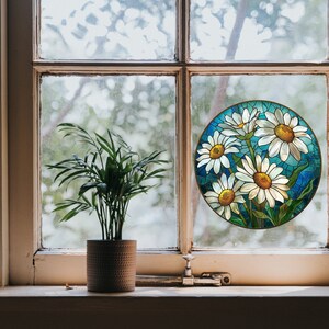 Daisy April Lovely Birth Month Flower Stained Glass Window Cling Decor ...