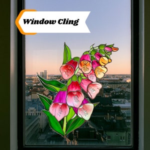 Foxglove Stained Glass Window Cling Beautiful Flower Window Artwork ...