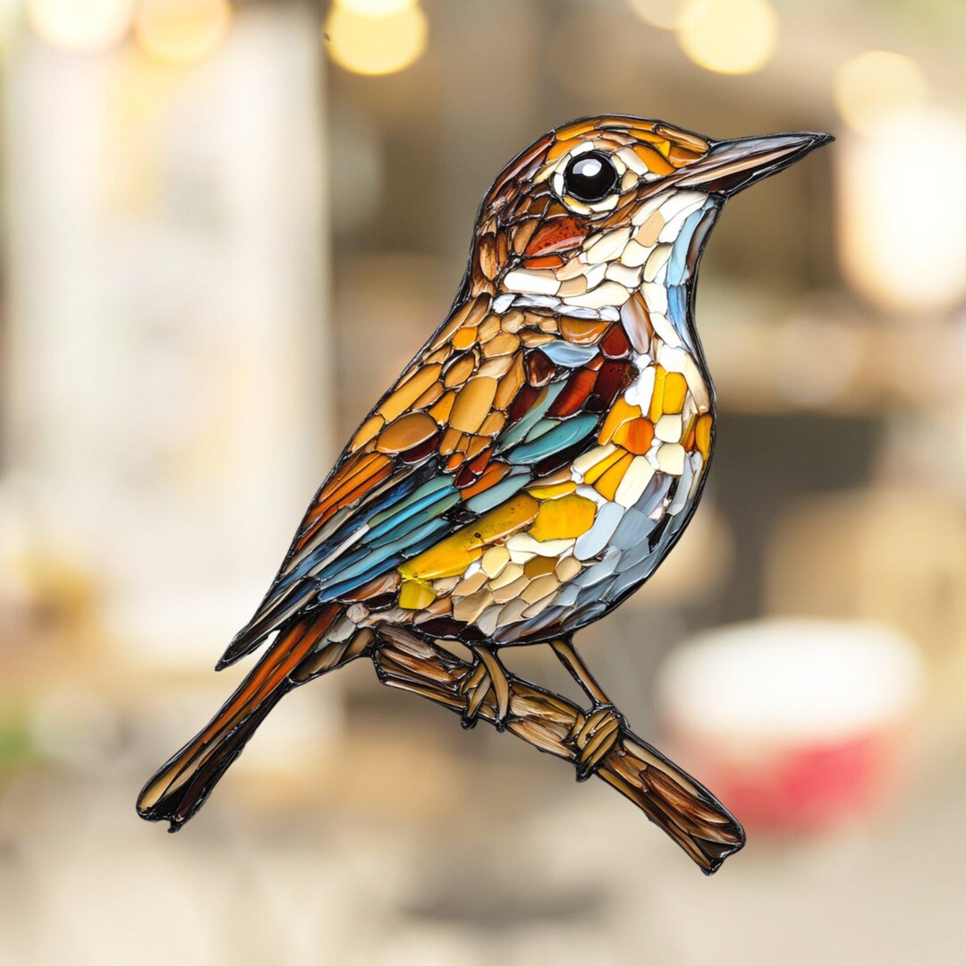 Wood Thrush Bird Window Cling No Adhesive, Easy to Place and Reuse ...