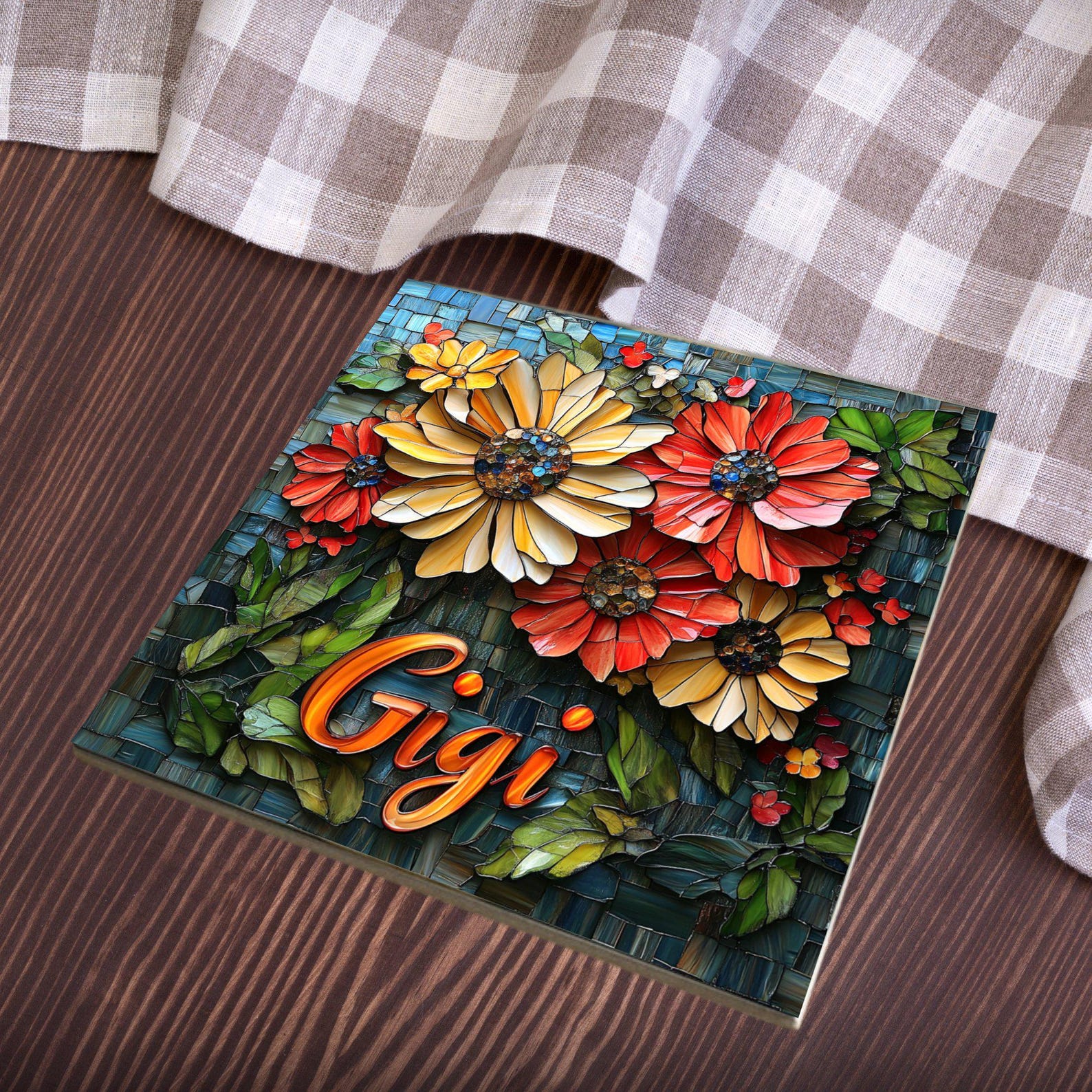 Gigi Gift Floral Ceramic Art Tile Personalized Grandma Gift Grandmother ...
