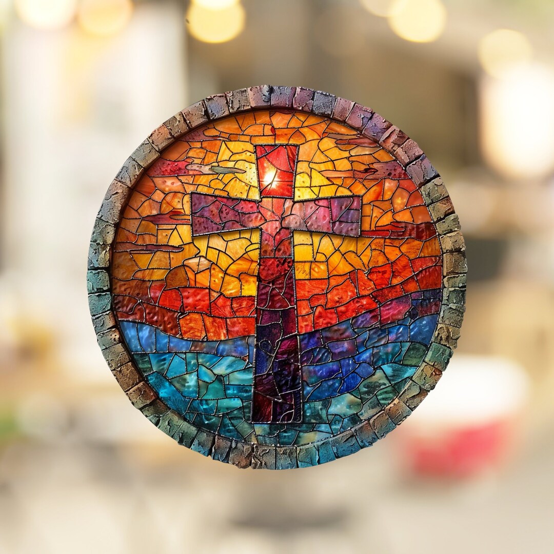 Resurrection Day Cross Easter Stained Glass Window Cling Resurrection ...