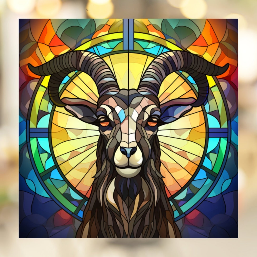 Goat Stained Glass Window Cling Window Sticker Decal Vinyl Film Window ...