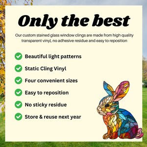 Bunny Stained Glass Window Cling Window Sticker Decal - No Adhesive ...