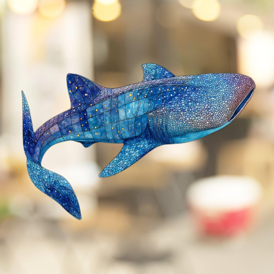 Whale Shark Window Cling Stained Glass Look Decal Sticker Window Film ...