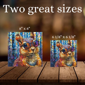 Smart Squirrel Stained Glass Look Art on Glossy Ceramic Decorative Tile ...
