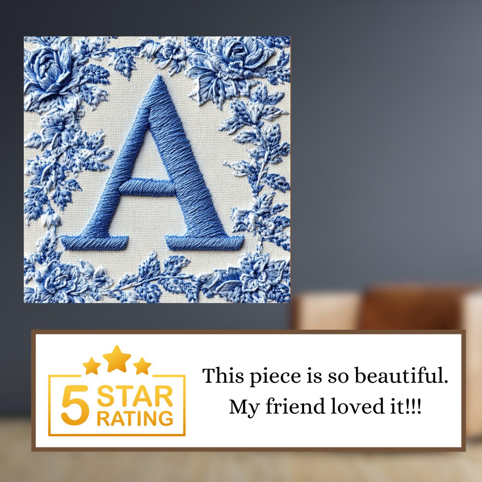 A Letter Monogram Ceramic Art Tile Grandmillennial Style Decor Home Art ...
