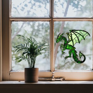 Dragon Stained Glass Window Cling Decal Sticker Window Film Dragoncore ...