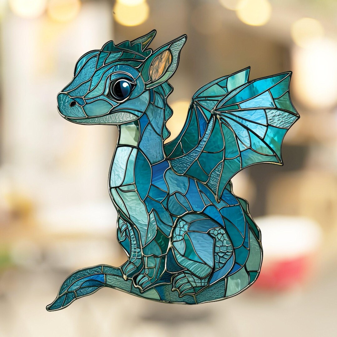 Dragon Stained Glass Window Cling Decal Sticker Window Film Dragoncore ...