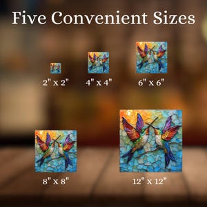 Hummingbirds Ceramic Art Tile Stained Glass Look Glossy Bookshelf Book ...