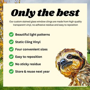 Sloth Stained Glass Window Cling Window Sticker Decal - No Adhesive ...