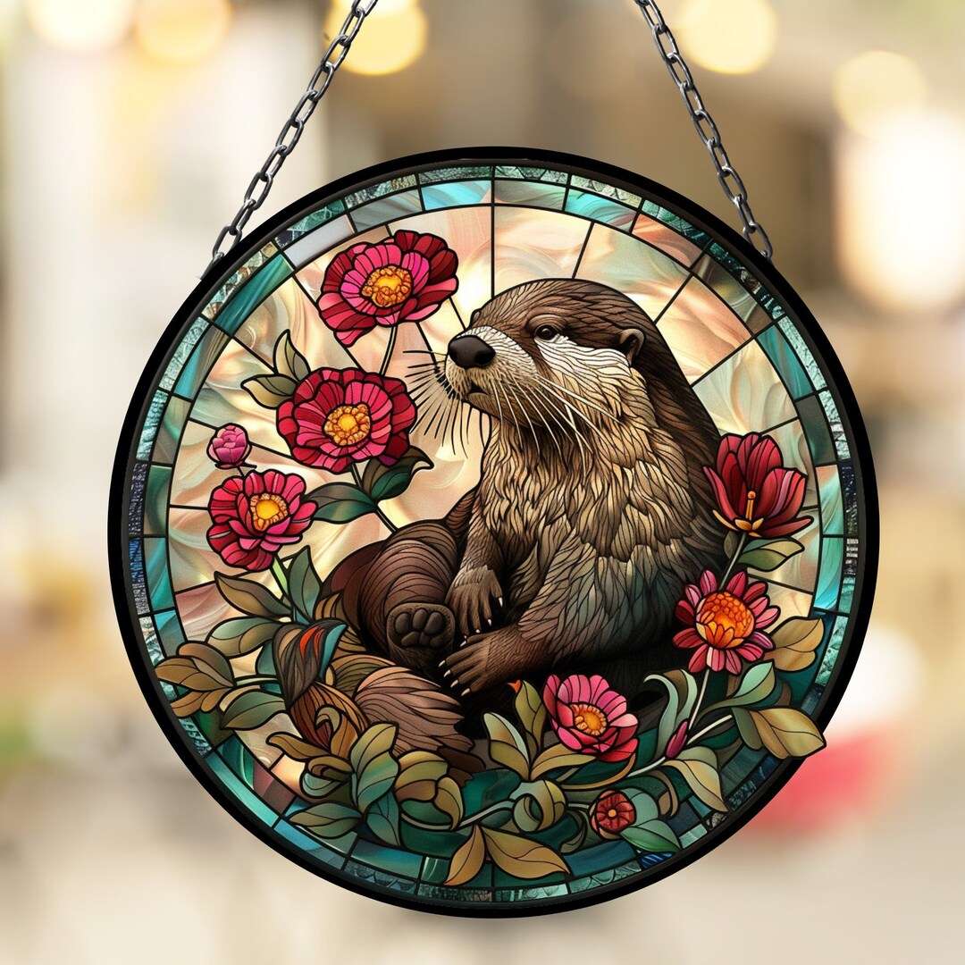 River Otter Flowers Suncatcher for Window Decor Gift for Mothers Day ...