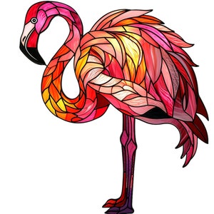 Flamingo Stained Glass Window Cling Decal Sticker Vinyl Window Film ...