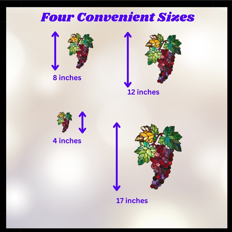 Grapes on the Vine Stained Glass Window Cling Beautiful Flower Window ...