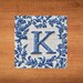 K Letter Monogram Ceramic Art Tile Grandmillennial Style Decor Home Art ...