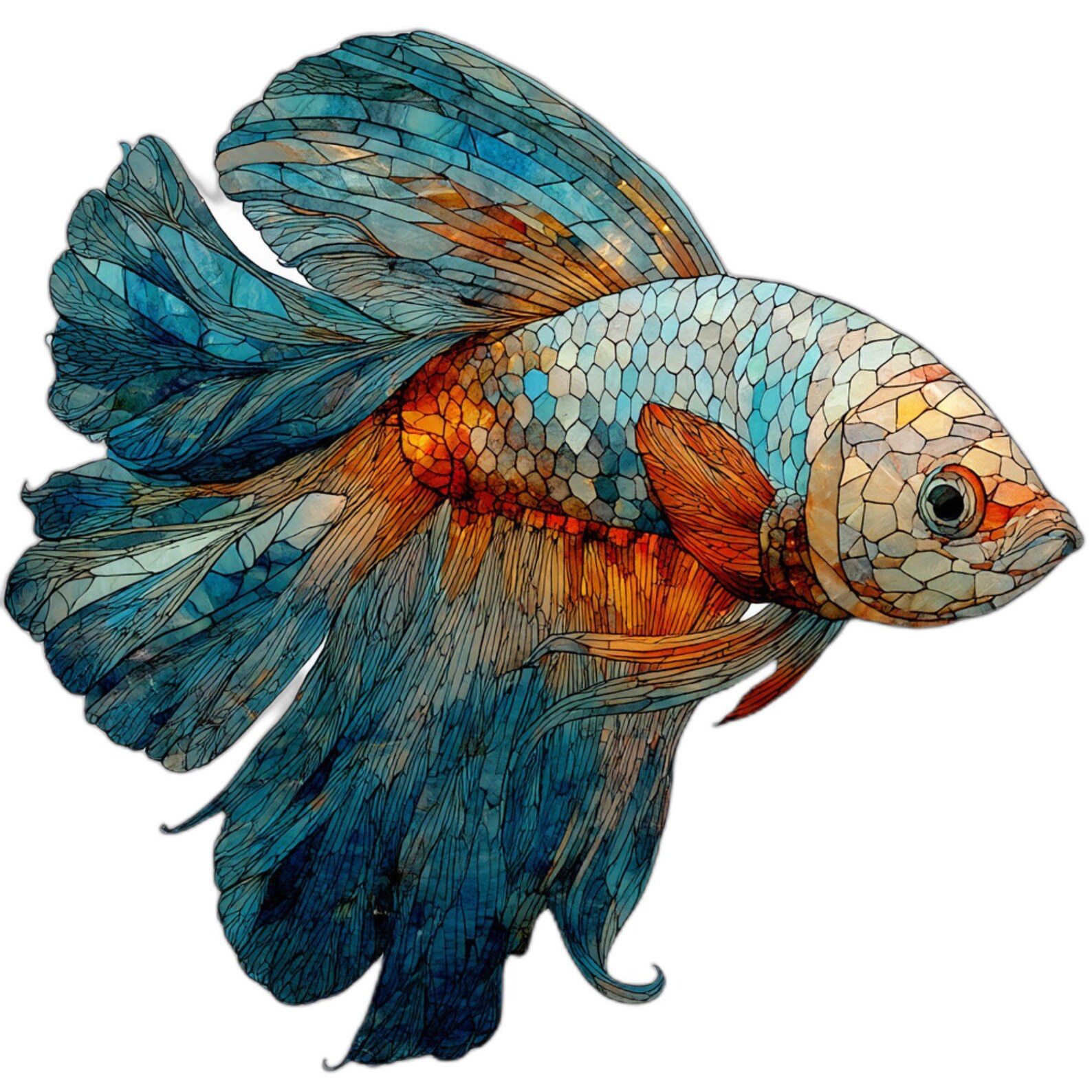 Betta Fish Female Window Cling Stained Glass Look Decal Sticker Window ...
