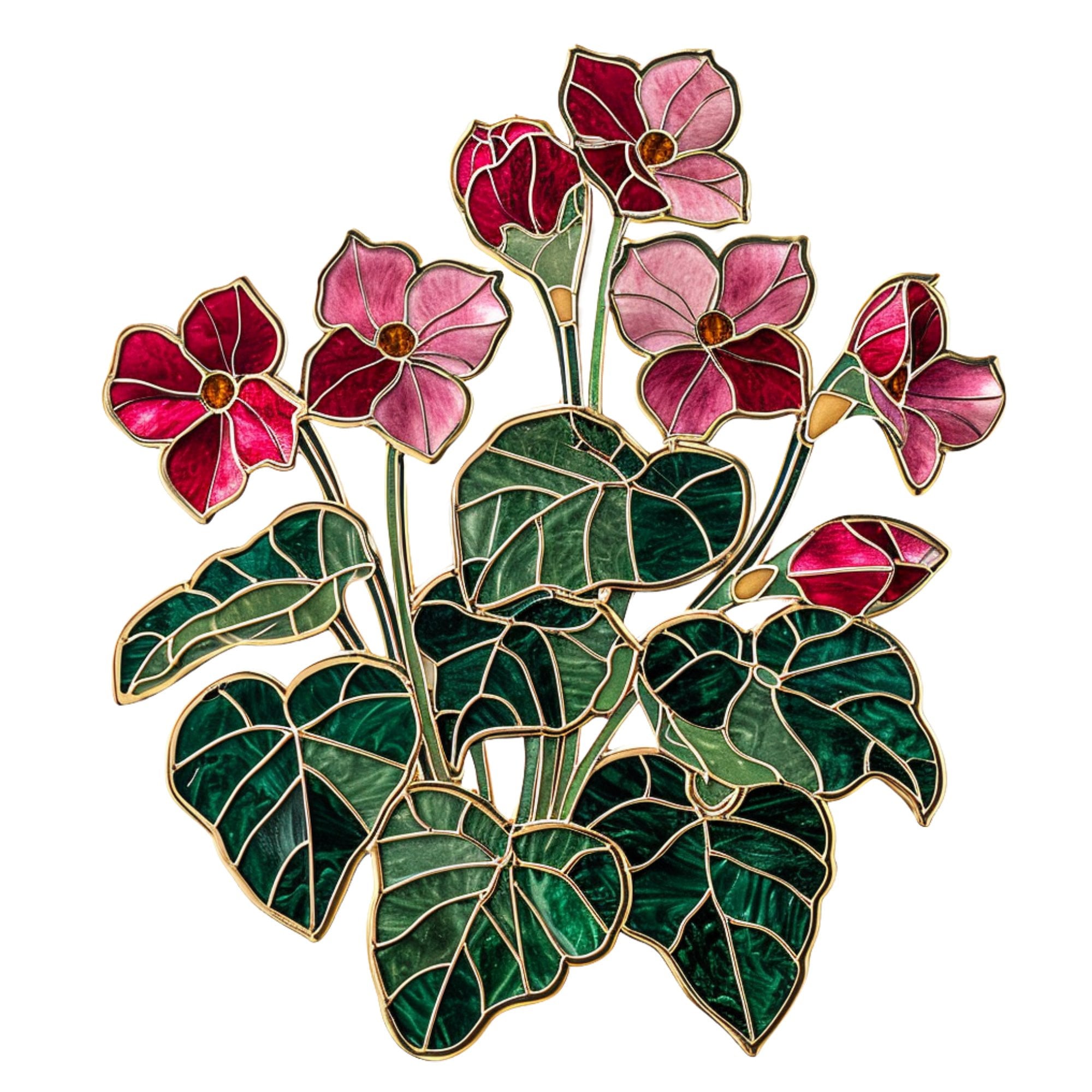 Cyclamen Stained Glass Window Cling Beautiful Flower Window Artwork ...