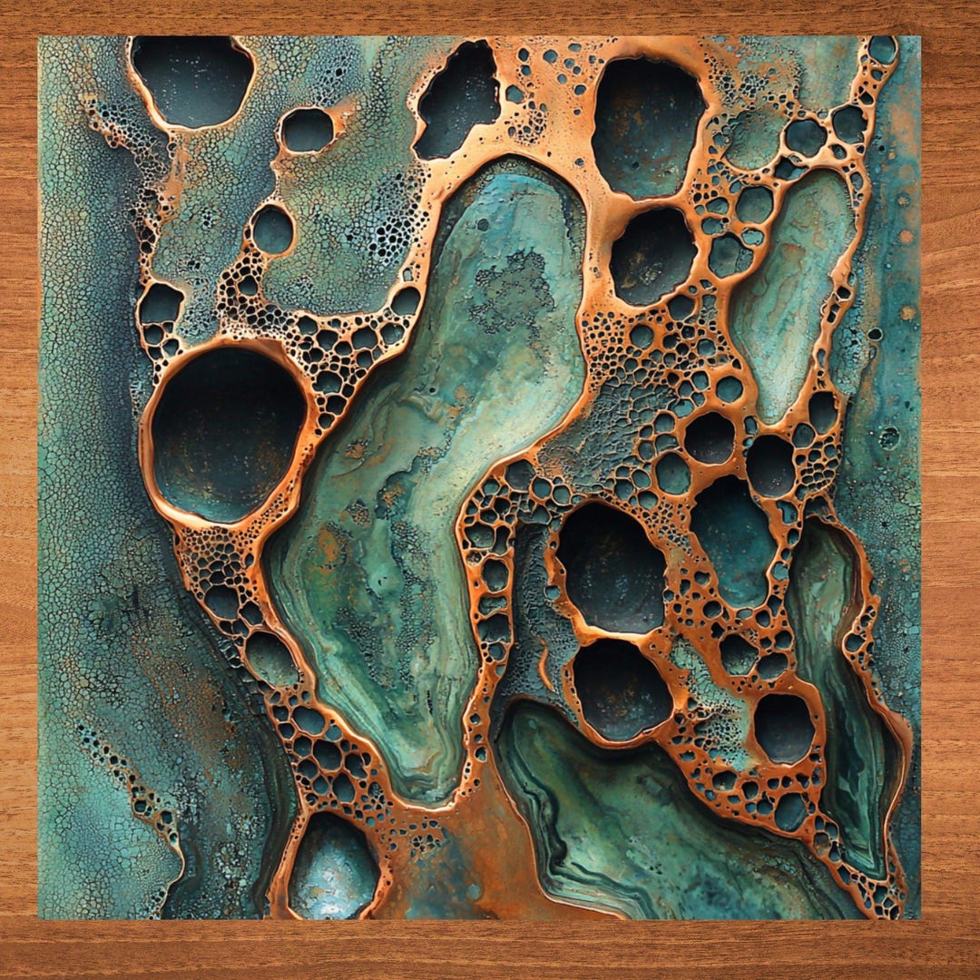 Copper Patina Ceramic Art Tile Decor for Kitchen Bedroom Bookshelf Book ...