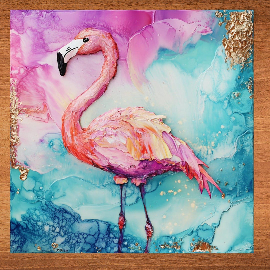 Pink Flamingo Decorative Tile Ceramic Art Tile Wall Decor Bookshelf ...