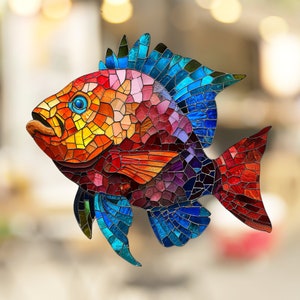 Oscar Fish Stained Glass Window Cling Window Sticker Decal No Adhesive ...