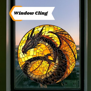 Dragon Stained Glass Window Cling Decal Sticker Window Film Dragoncore ...