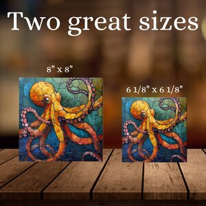 Octopus Stained Glass Look Art on Glossy Ceramic Tile Tileful Artful ...