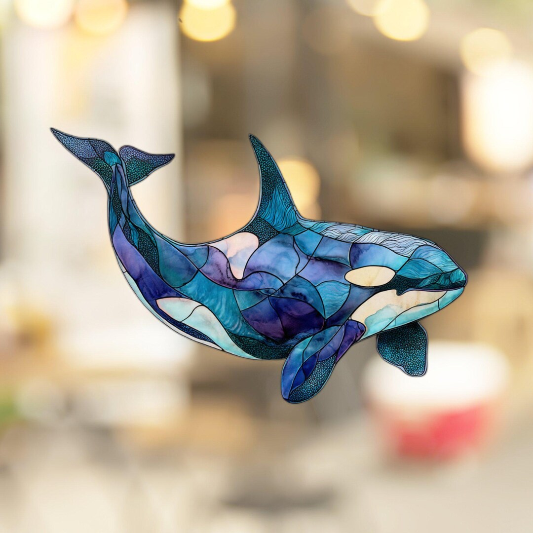 Orca Killer Whale Window Cling Stained Glass Look Decal Sticker Window ...