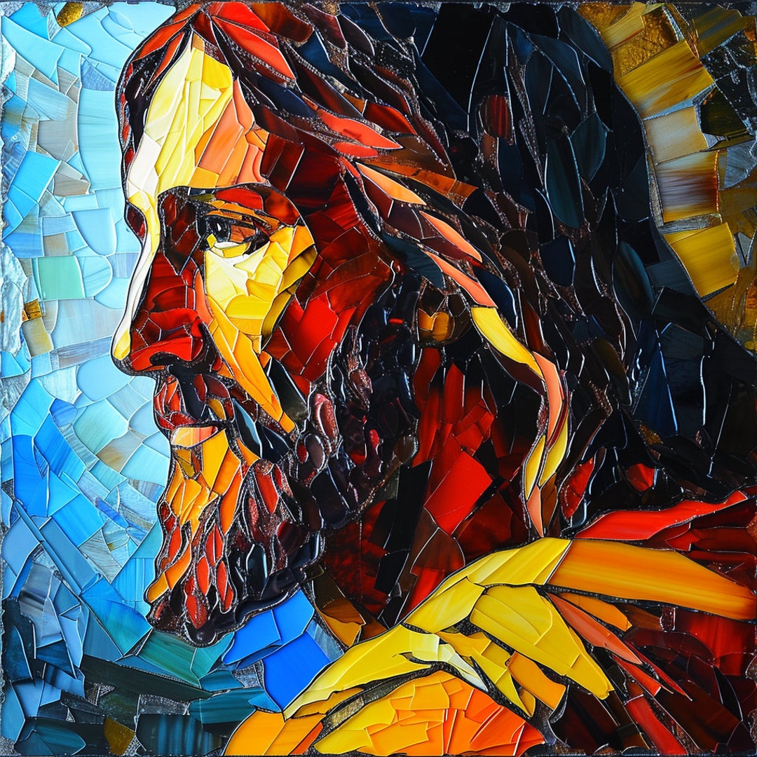 Jesus Ceramic Wall Art Decorative Tile Unique Home Decor Stained Glass ...