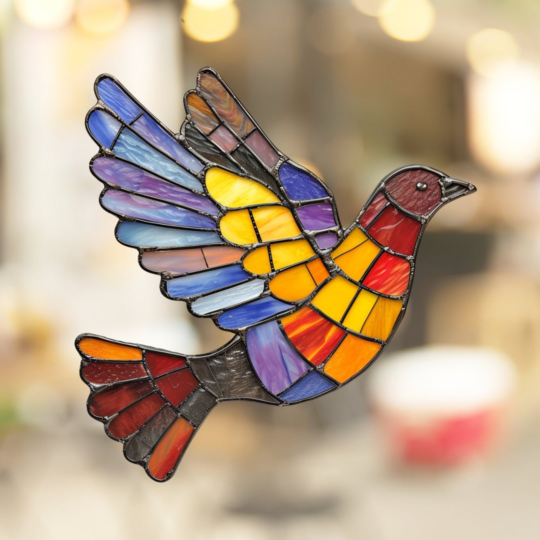 Dove Stained Glass Window Cling Decal Sticker Vinyl Window Film Artful ...