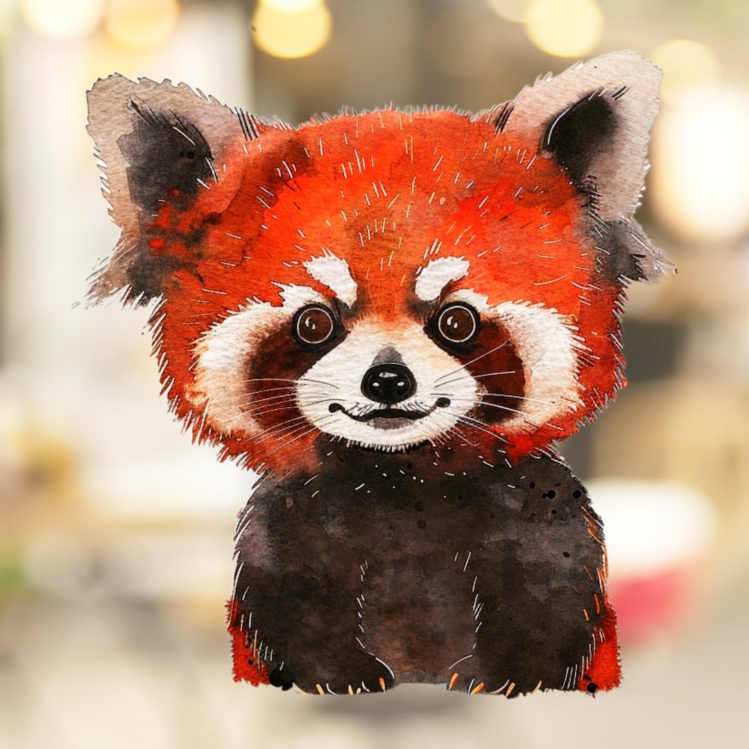 Watercolor Baby Red Panda Window Decal Sticker Vinyl Window Cling ...