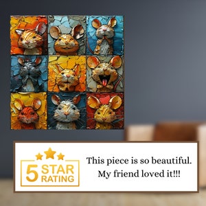 Mouse Expressions Stained Glass Look Art on Glossy Ceramic Decorative ...