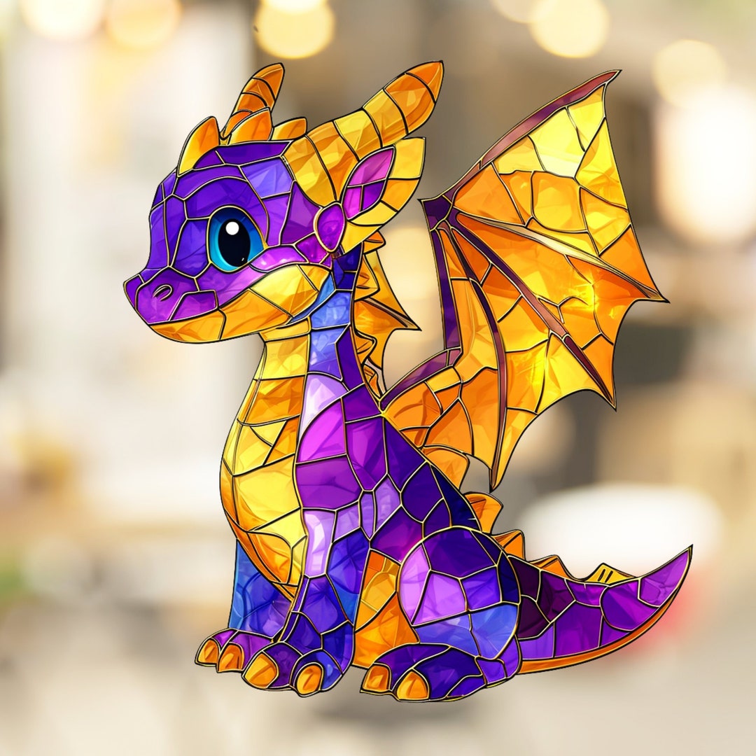 Dragon Stained Glass Window Cling Decal Sticker Window Film Dragoncore ...