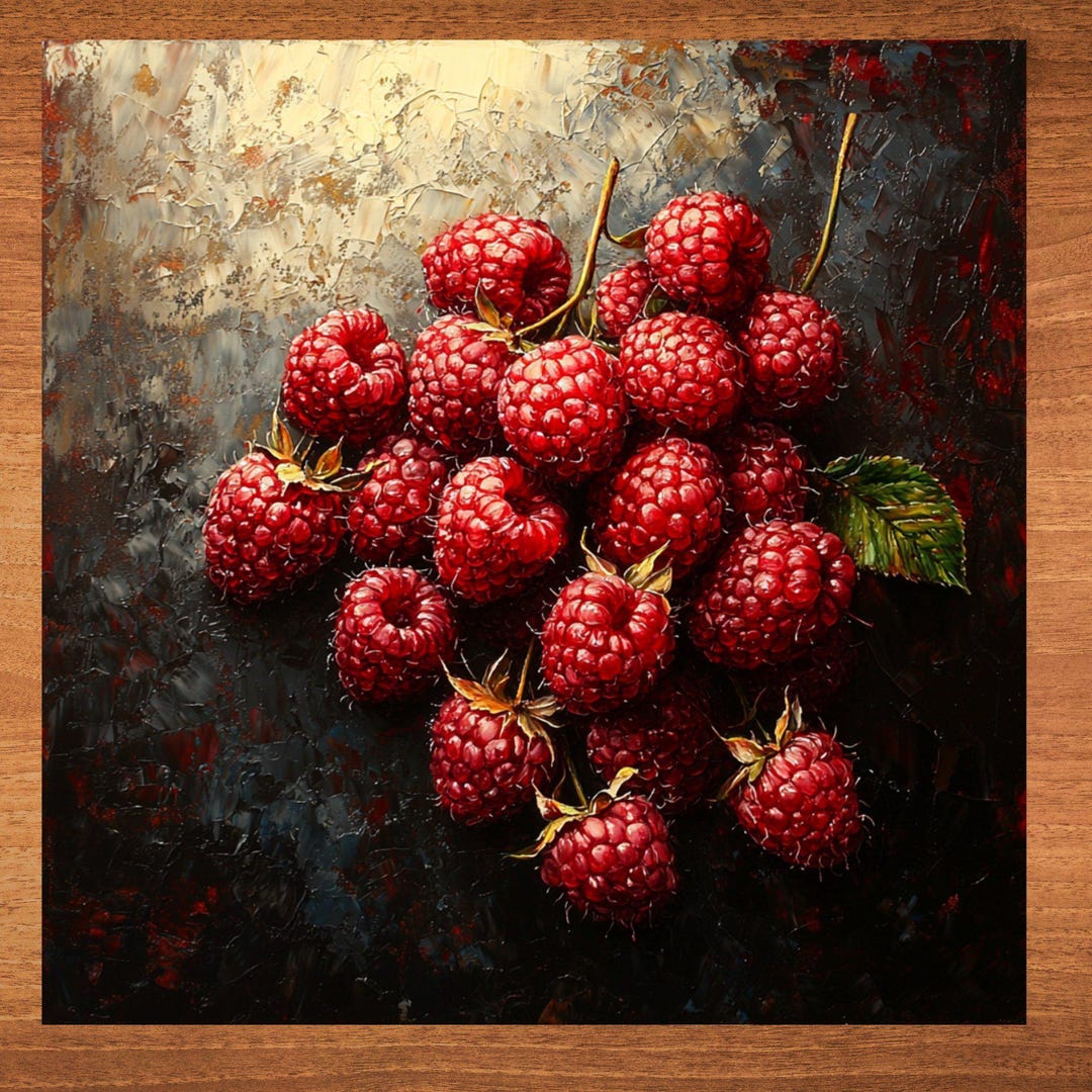 Raspberries Rembrandt Ceramic Art Tile Decor for Bookshelf Book Nook ...